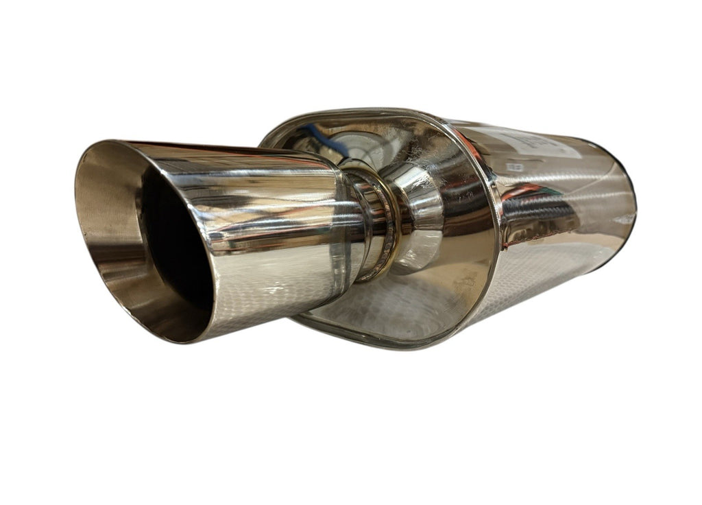 Dual Wall Universal Short Tip 3 Inch Muffler Oval 3" Inlet 3.5" Outlet ...